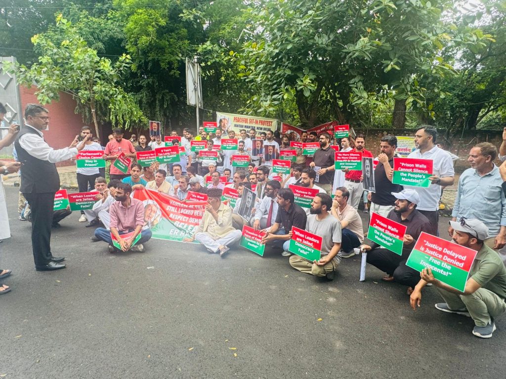 Massive Sit-in Protest at Jantar Mantar Demands Release of MP Er Rashid ...